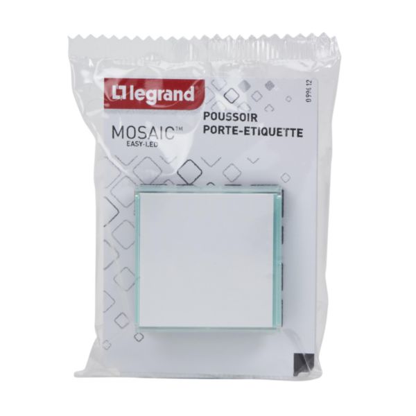 Poussoir Avec Porte tiquette Mosaic Easy Led 6A 2 Modules Blanc